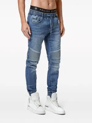 Philipp Plein Ribbed-detail Slim-cut Jeans