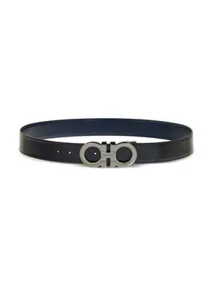 FERRAGAMO Gancini Reversible Leather Belt - Blue
