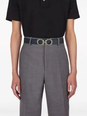 FERRAGAMO Gancini Reversible Leather Belt - Blue