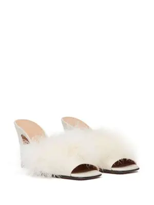 MAISON MARGIELA 90mm Feather Satin Sandals - White