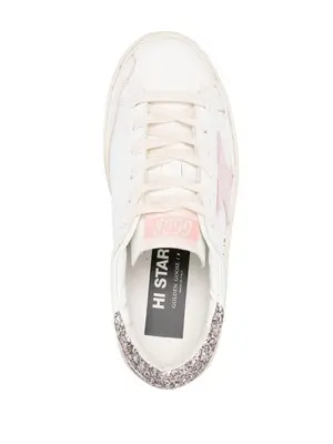 GOLDEN GOOSE Hi Star Glittered Sneakers - White