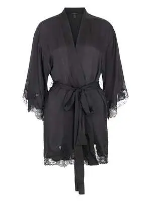 Kiki De Montparnasse Belted Silk Robe - Black