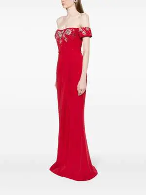 Marchesa Off-shoulder Embellished Gown