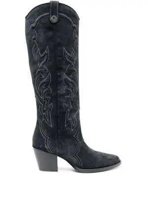 Maje 65mm Knee-high Suede Cowboy Boots