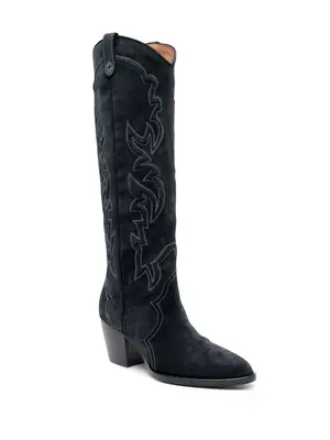 Maje 65mm Knee-high Suede Cowboy Boots