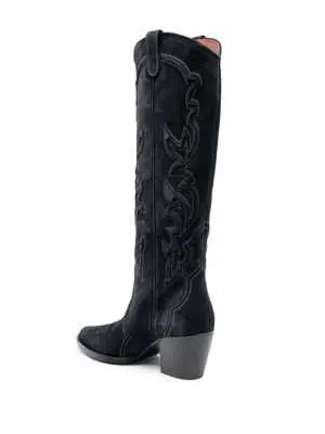 Maje 65mm Knee-high Suede Cowboy Boots