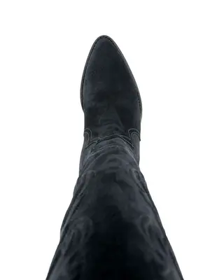 Maje 65mm Knee-high Suede Cowboy Boots