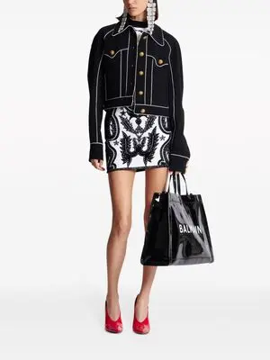 Balmain Western-stitching Straight Skirt
