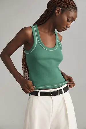 PILCRO Pilcro Sunny Scoop-Neck Tank Top Dark Green