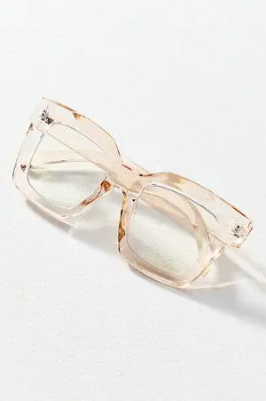 Anthropologie Chunky Cara Blue Light Readers Clear Taupe