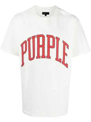 PURPLE BRAND Collegiate Logo-flocked T-shirt