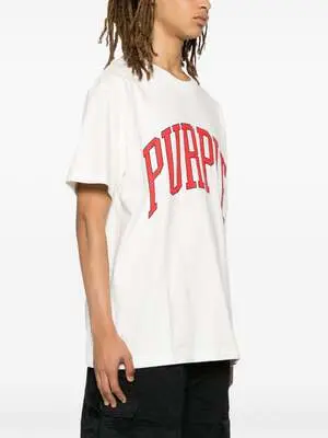 PURPLE BRAND Collegiate Logo-flocked T-shirt