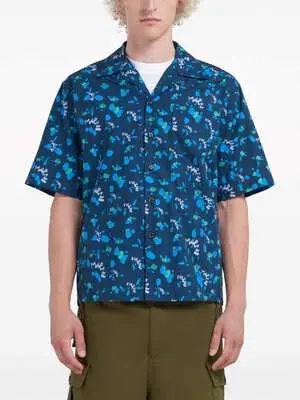 Marni Graphic-print Cotton Shirt - Blue