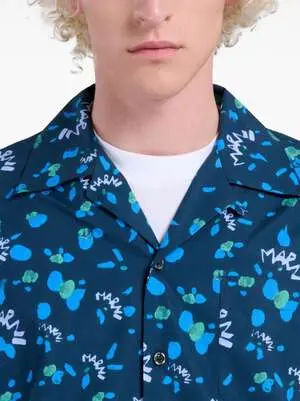 Marni Graphic-print Cotton Shirt - Blue