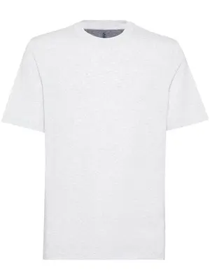 Brunello Cucinelli Mélange-effect Cotton-blend T-shirt - Grey