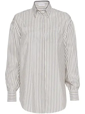 Brunello Cucinelli Stripe-print Silk Shirt