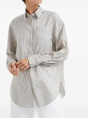 Brunello Cucinelli Stripe-print Silk Shirt
