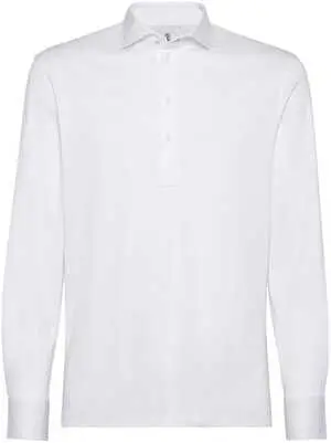 Brunello Cucinelli Shirt-sleeved Cotton-blend Polo Shirt - White