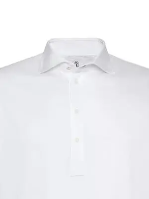Brunello Cucinelli Cotton Jersey Long Sleeve Polo With Shirt-style Collar