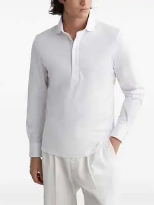 Brunello Cucinelli Shirt-sleeved Cotton-blend Polo Shirt - White