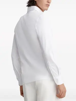 Brunello Cucinelli Shirt-sleeved Cotton-blend Polo Shirt - White