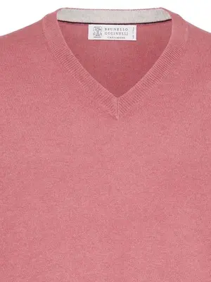Brunello Cucinelli V-neck Fine-knit Cashmere Jumper - Red
