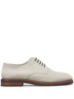 Brunello Cucinelli Panelled Suede Derby Shoes - Neutrals