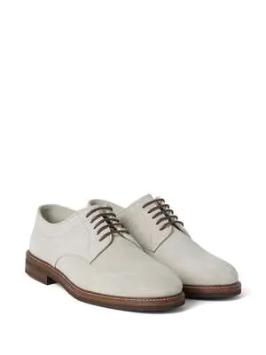 Brunello Cucinelli Panelled Suede Derby Shoes - Neutrals