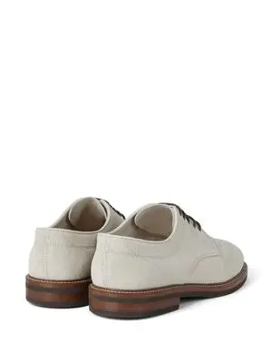 Brunello Cucinelli Panelled Suede Derby Shoes - Neutrals