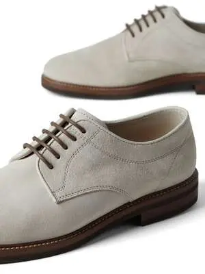 Brunello Cucinelli Panelled Suede Derby Shoes - Neutrals