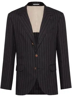 Brunello Cucinelli Chalk-stripe Linen Blazer