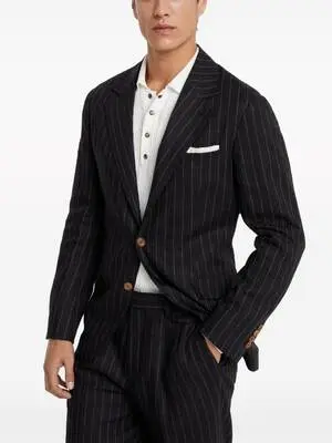 Brunello Cucinelli Chalk-stripe Linen Blazer