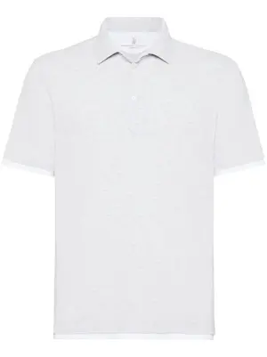 Brunello Cucinelli Layered Cotton Polo Shirt - White