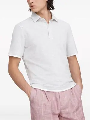 Brunello Cucinelli Layered Cotton Polo Shirt - White