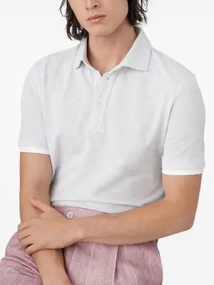 Brunello Cucinelli Layered Cotton Polo Shirt - White