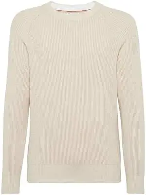 Brunello Cucinelli Crew-neck Ribbed-knit Jumper - Neutrals