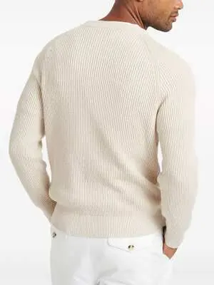 Brunello Cucinelli Crew-neck Ribbed-knit Jumper - Neutrals