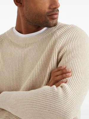 Brunello Cucinelli Crew-neck Ribbed-knit Jumper - Neutrals