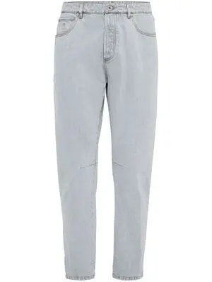 Brunello Cucinelli Logo-patch Cotton Tapered Jeans