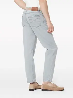 Brunello Cucinelli Logo-patch Cotton Tapered Jeans
