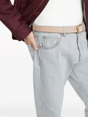 Brunello Cucinelli Logo-patch Cotton Tapered Jeans