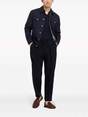 Brunello Cucinelli Ribbed-knit Polo Jumper - Blue