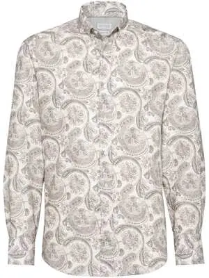 Brunello Cucinelli Paisley-print Cotton Shirt - Neutrals