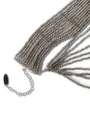Brunello Cucinelli Sterling Draped Beaded Necklace