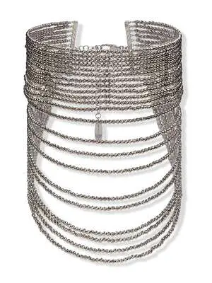 Brunello Cucinelli Sterling Draped Beaded Necklace