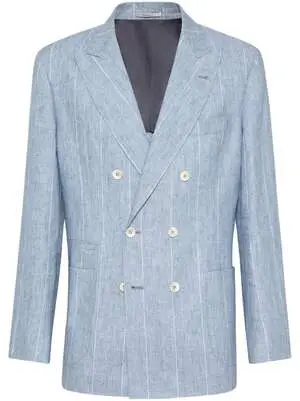 BRUNELLO CUCINELLI Stripe-print Linen Blazer