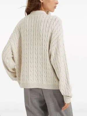 Brunello Cucinelli Sequin-embellished Cable-knit Jumper - Neutrals