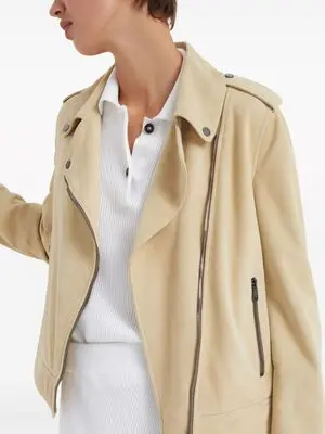 Brunello Cucinelli Panelled Suede Cropped Jacket