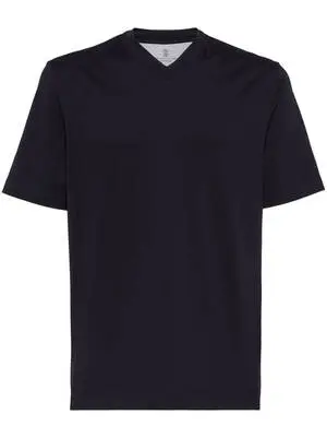 Brunello Cucinelli V-neck Cotton T-shirt - Black