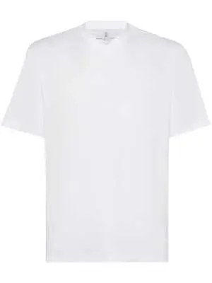 Brunello Cucinelli V-neck Short-sleeve T-shirt - White